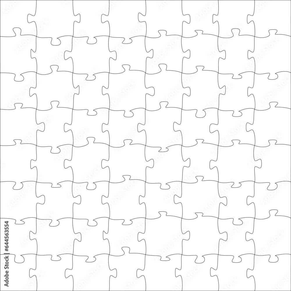 Puzzles grid template 8x8. Jigsaw puzzle pieces, thinking game and ...
