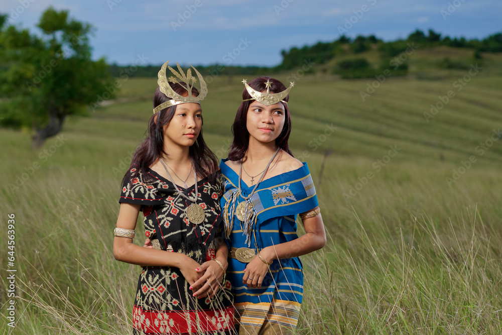 beautiful womens wearing local clothes from the Sumba and rote island ...
