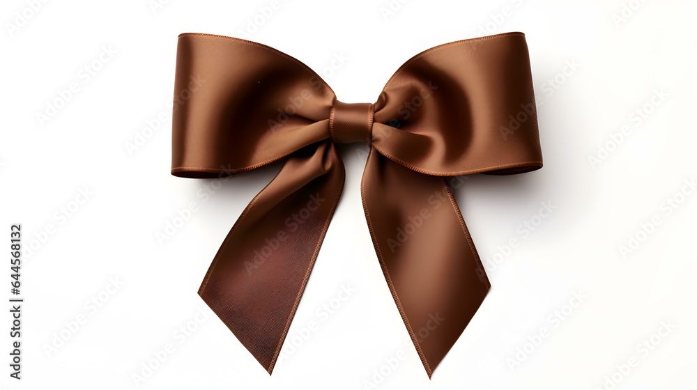 Dark Brown Gift Ribbon with a Bow on a white Background. Festive ...