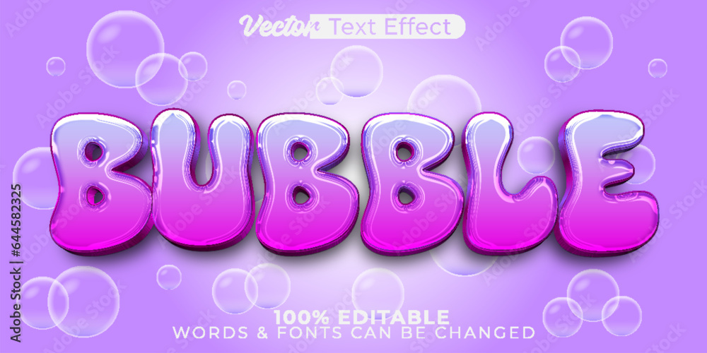 Bubble Vector Text Effect Editable Alphabet Cute Candy Bubblegum Stock ...