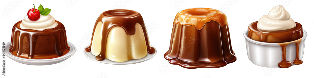 Pudding clipart collection, vector, icons isolated on transparent ...