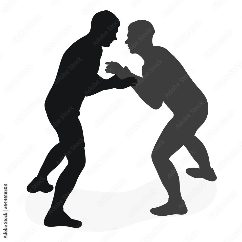 Image of a silhouette of a wrestler athlete in a fighting pose. Greco ...