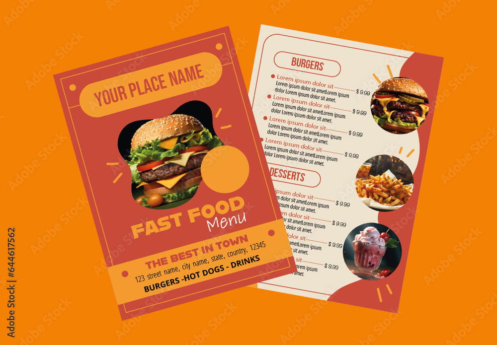 Retro Fast Food Restaurant Menu Design - AI Generated Photos Stock ...