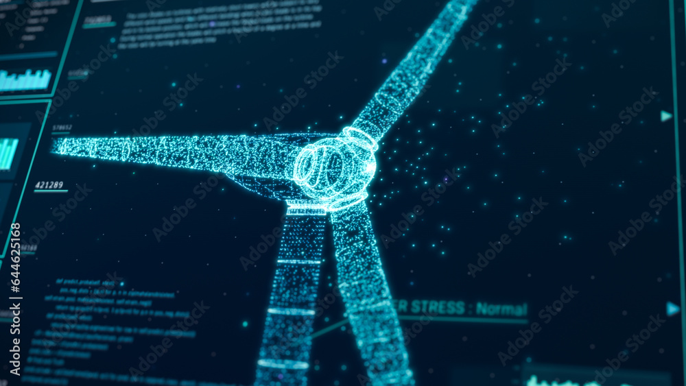Futuristic wind turbine energy control center interface design, digital ...