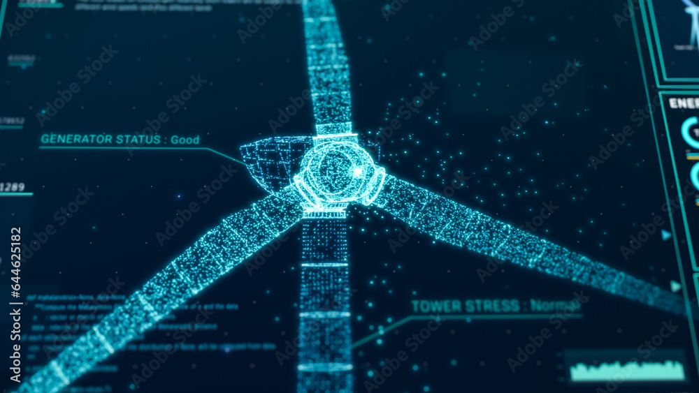 Futuristic wind turbine energy control center interface design, digital ...