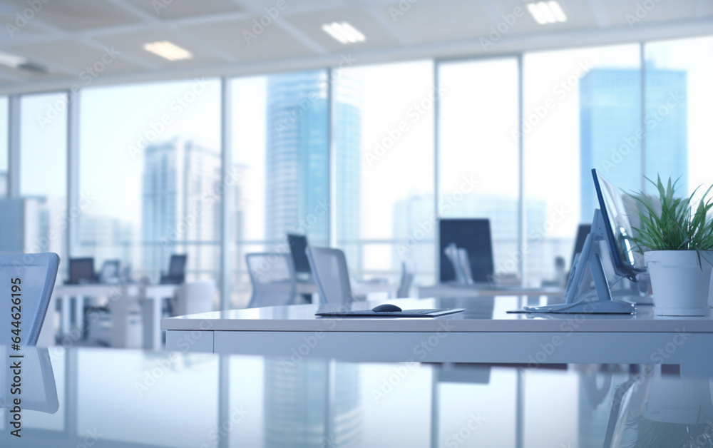Blur background of empty modern office background in city center ...