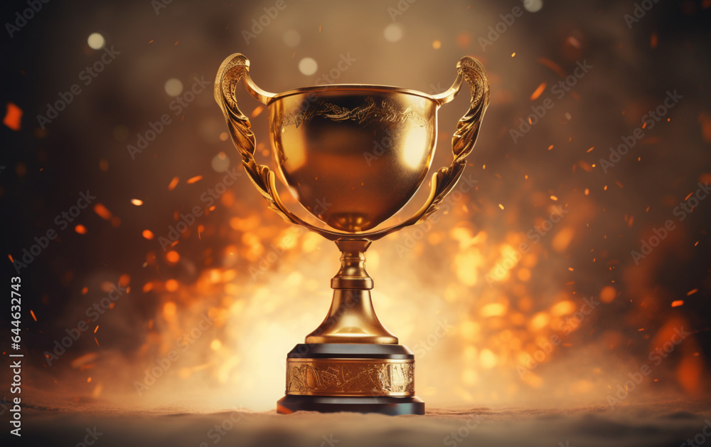 Champion golden trophy for winner background. Success and achievement ...