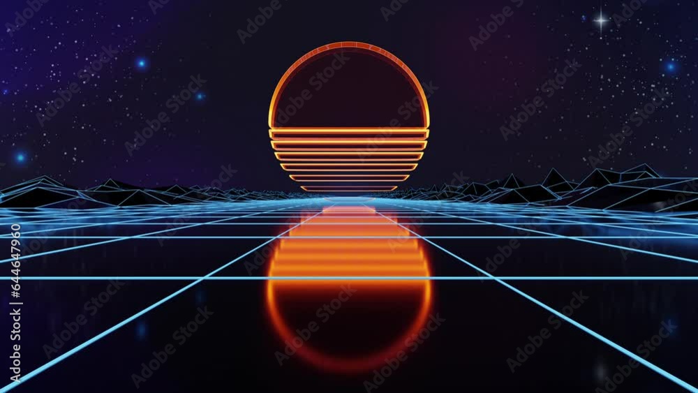 Video „Synthwave Sunset. Animated Background. 80s Sun. Wireframe ...