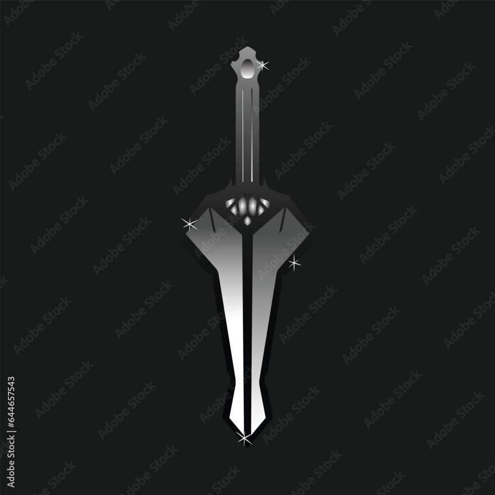 Vector illustration of blade sword icon in dark color and transparent ...