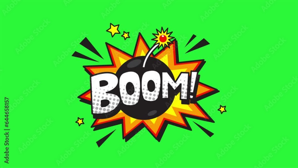 Boom pop art in comic style. cartoon bubble explosions. Boom comic text ...