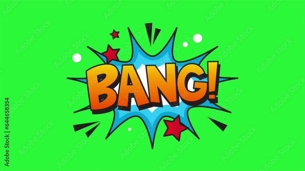 Bang pop art in comic style. cartoon bubble explosions. Bang comic text ...