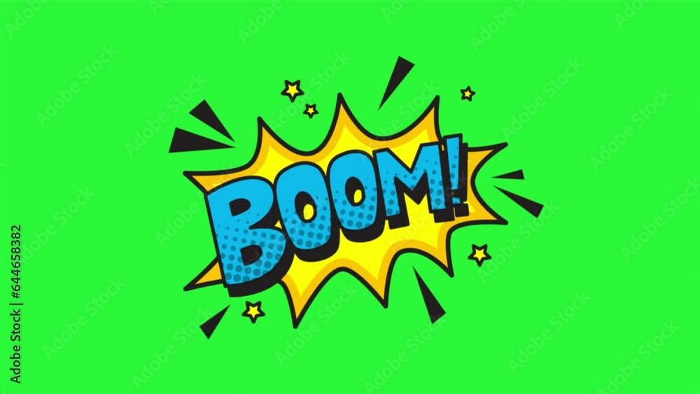 Boom pop art in comic style. cartoon bubble explosions. Boom comic text ...