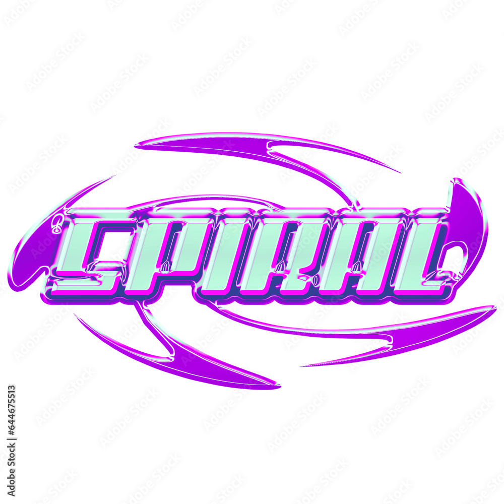 LogoType of chrome elements for design poster, streetwear in Y2K style ...