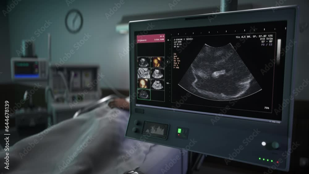 Vidéo Stock Hospital diagnostic scanner inspecting the unborn baby in ...