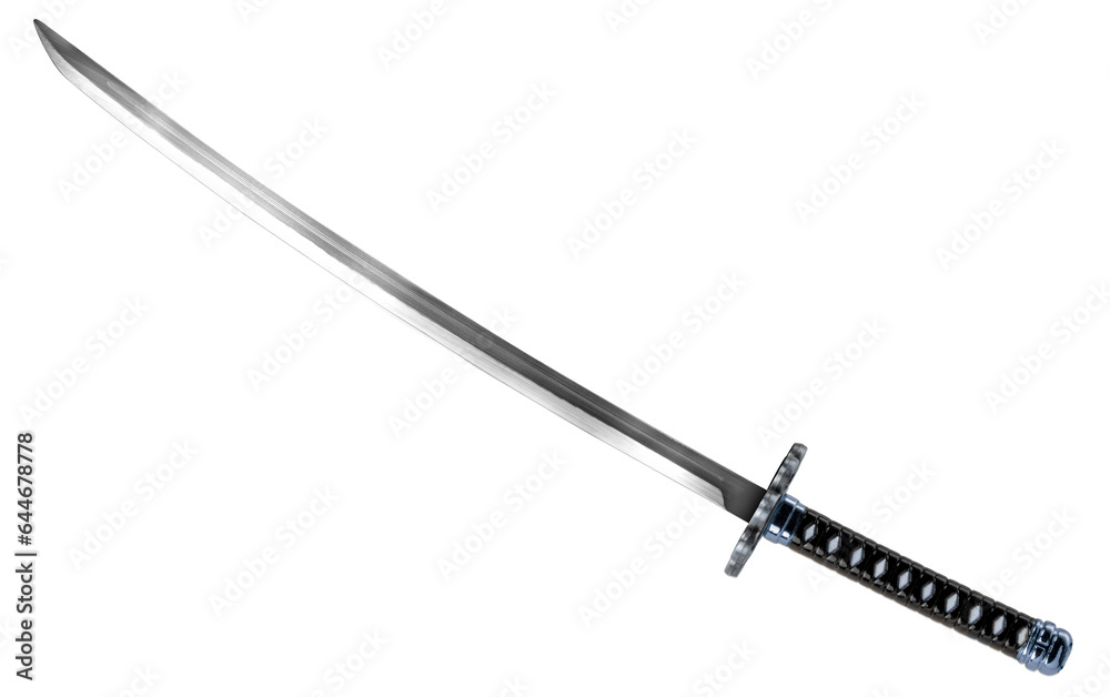 Sliver Samurai Sword isolated on white background, Samurai Sword with ...