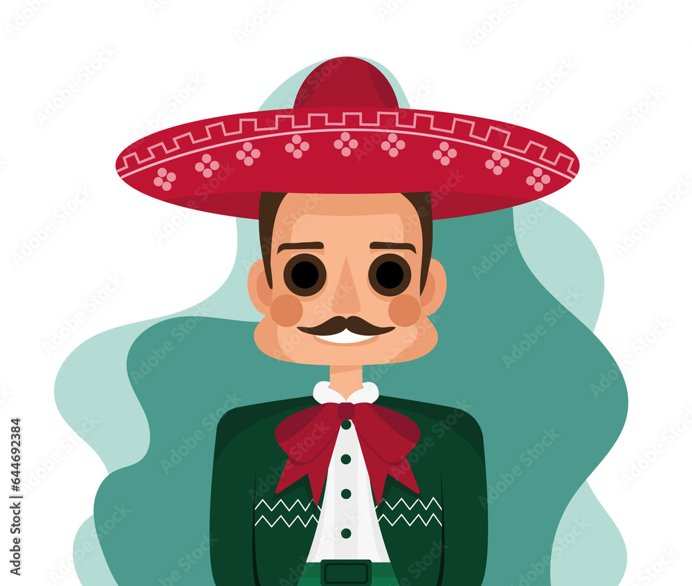 Ilustración de mariachi. Con colores de la bandera de México. Sin fondo ...
