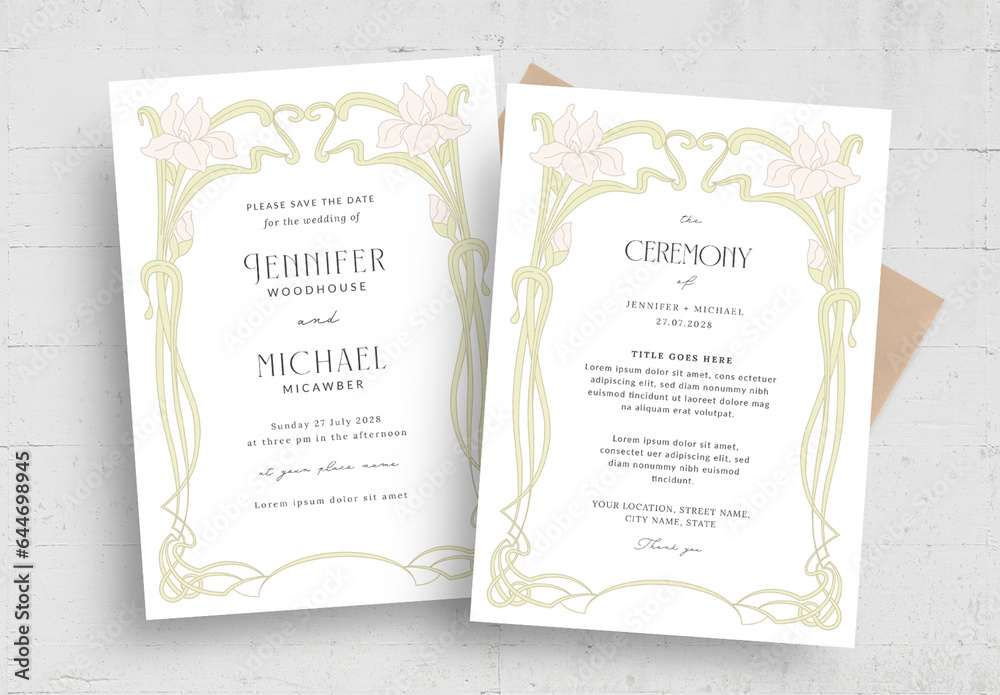 Art Nouveau Frame Invitation Layout Stock Template | Adobe Stock
