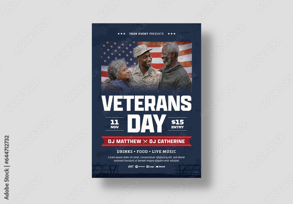 Modelo de Veterans Day Flyer Layout for Military Army Veteran do Stock ...