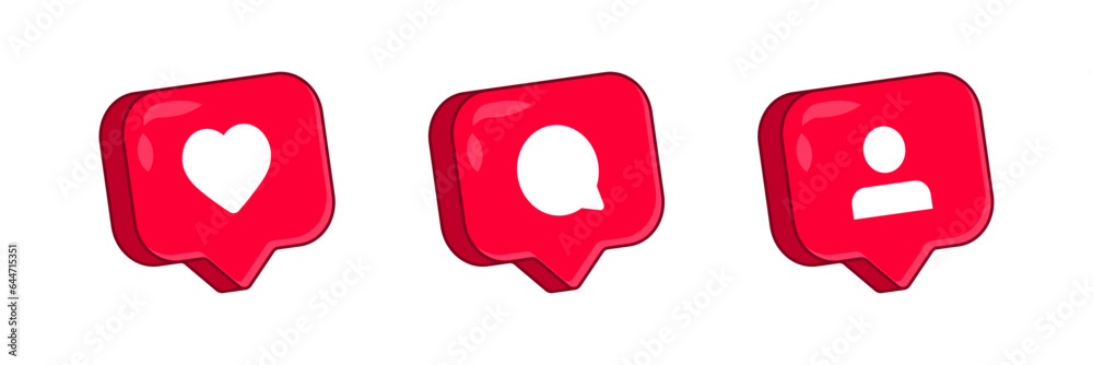 like, love, comment, follower icon, social media notification icons in ...