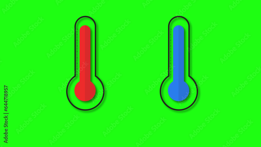 Green screen thermometer 2D animation. Simple temperature rise ...