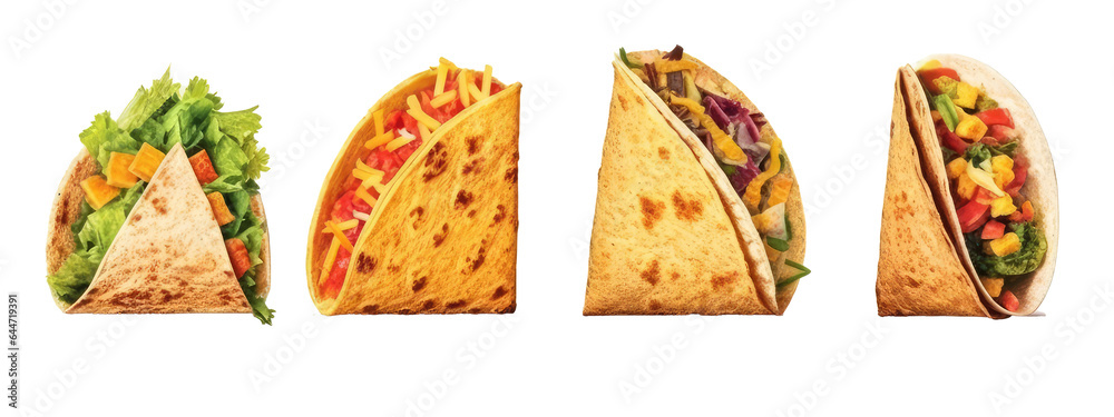 different Taco types isolated on transparent backgrounds . Generative ...