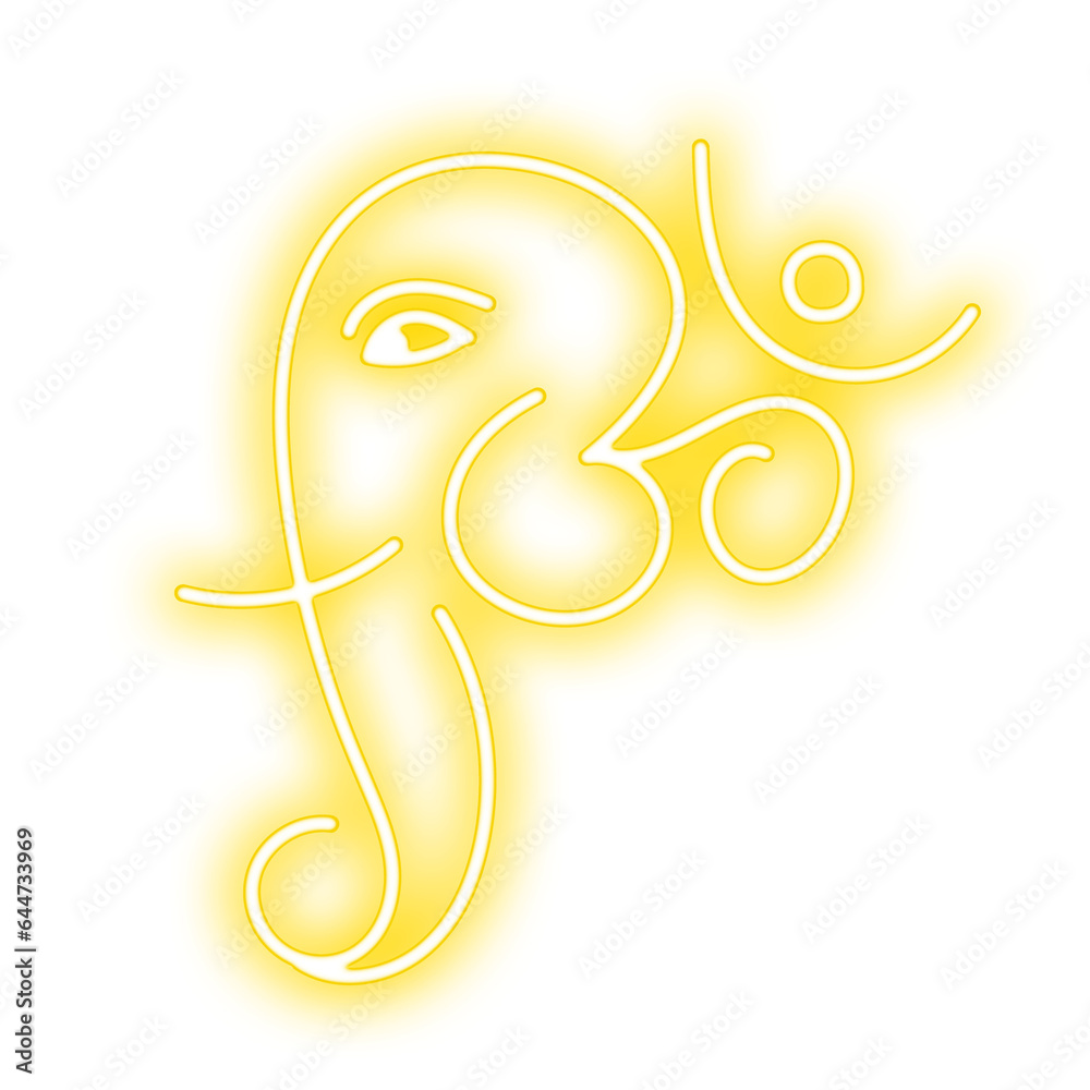 Neon Lord Ganesha with Symbol Om Icon. Sign of Hindu Religion ...