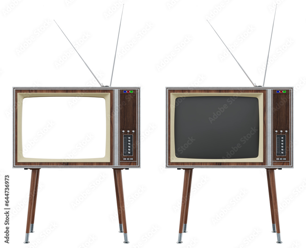 vintage retro tv with transparent screen, on off screen Stock ...