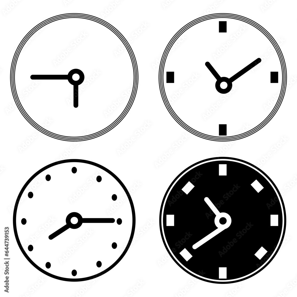 Vector Time And Clock Icons Set Clocks Icon Collection Design
