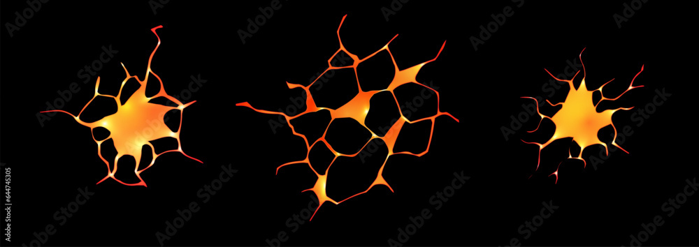 Vetor de Lava crack. Earthquake and ground cracks, hole effect ...