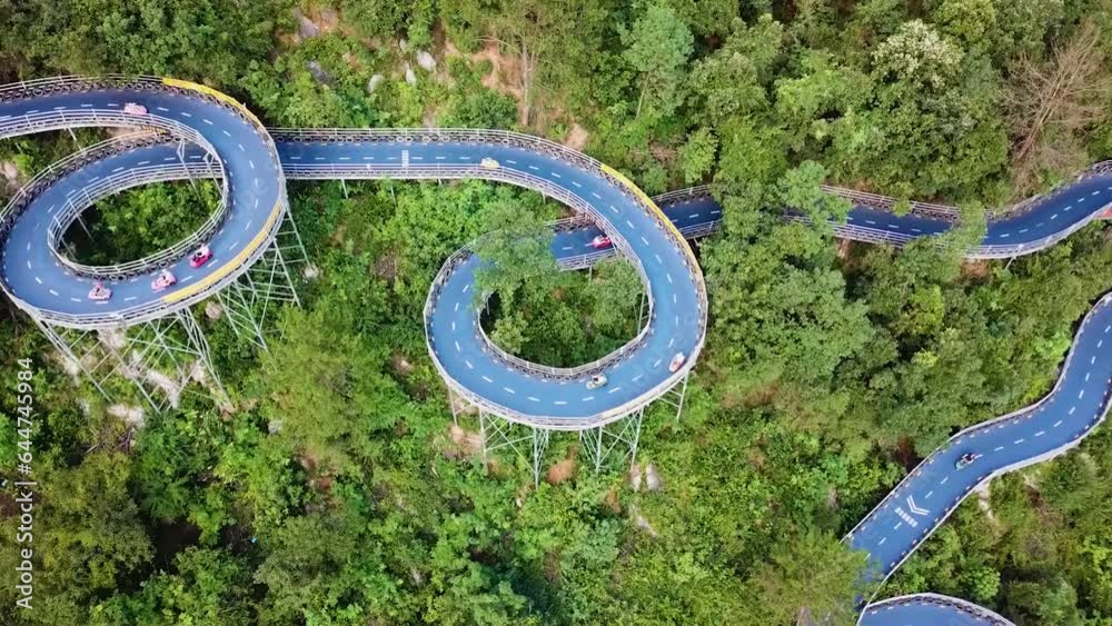 Top View of curved Kart Race Track in Amusement Park, Tonglu, China ...