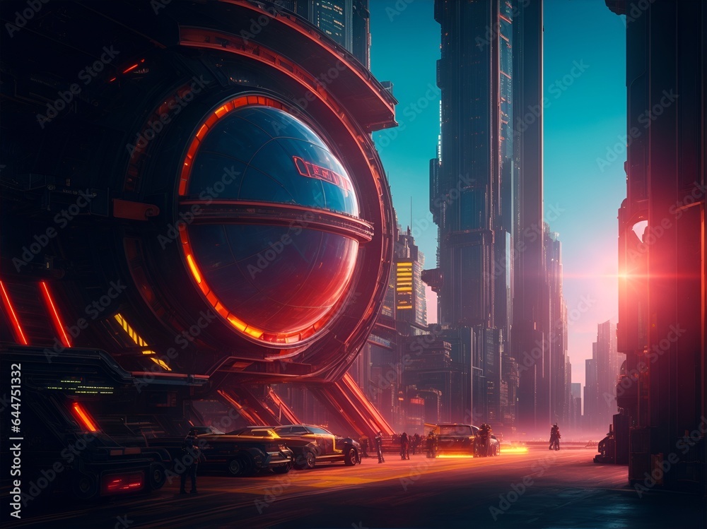 Cyberpunk Futuristic Mechanical Gear City, Concept Art, Generative AI ...