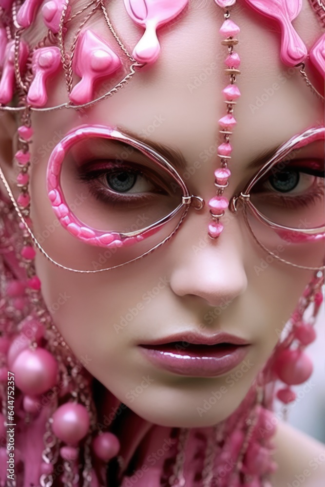 Fictional Character Created By Generated AI.Female Visionary with Pink ...