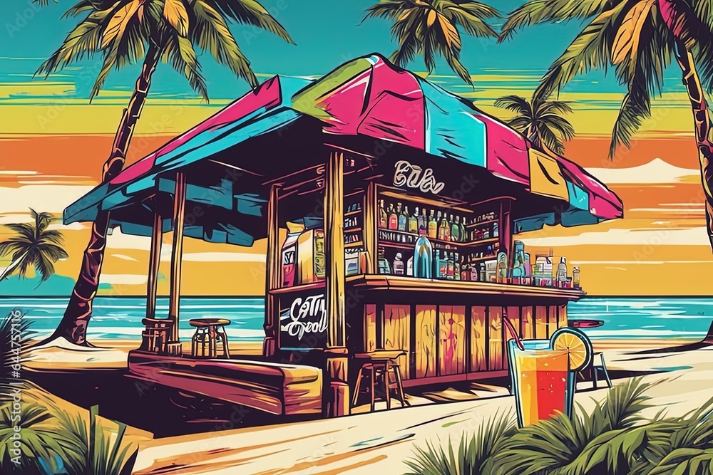 tropical beach, bar, bar bar, summer vacation, beach bar, summer ...