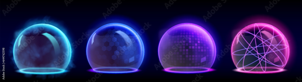 Glow sphere protective shield with different abstract surface textures ...