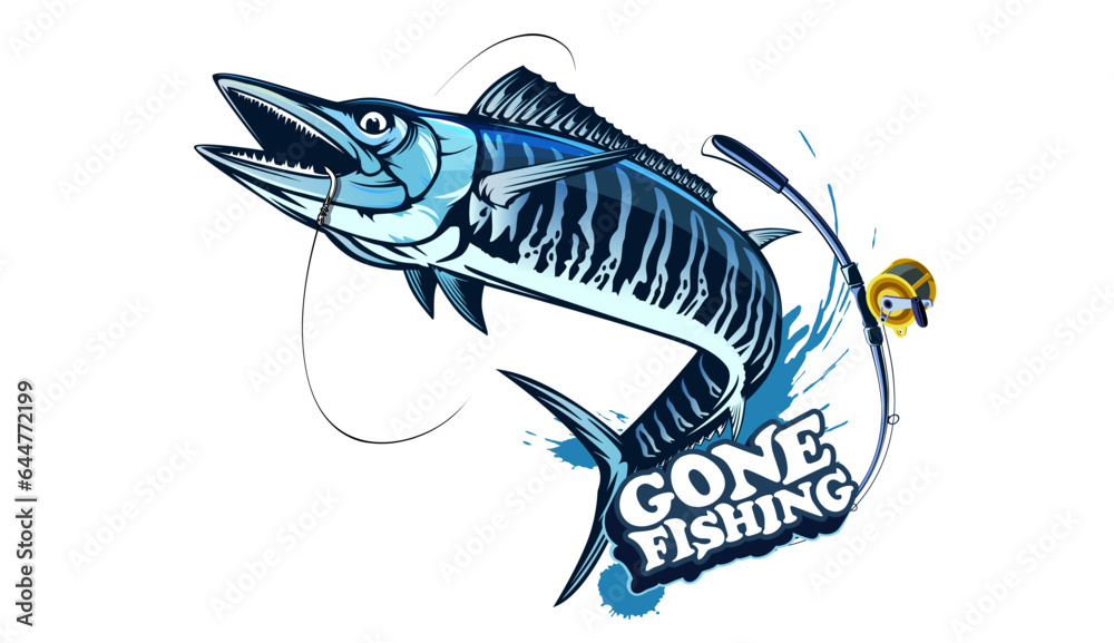 Vector Illustration of a wahoo. Acanthocybium solandri. A scombrid fish ...