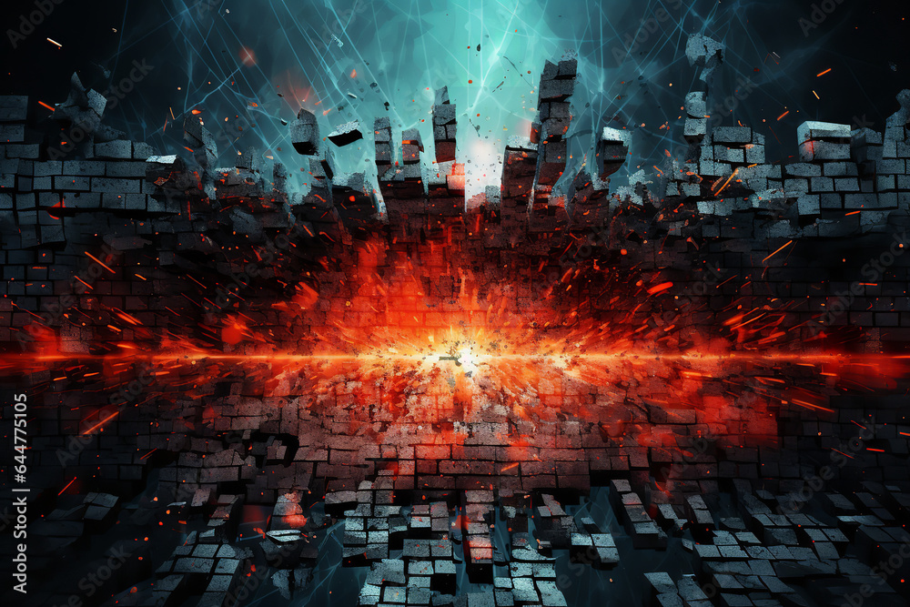 Visualizing a fortified firewall, chunks of it disappear under the ...