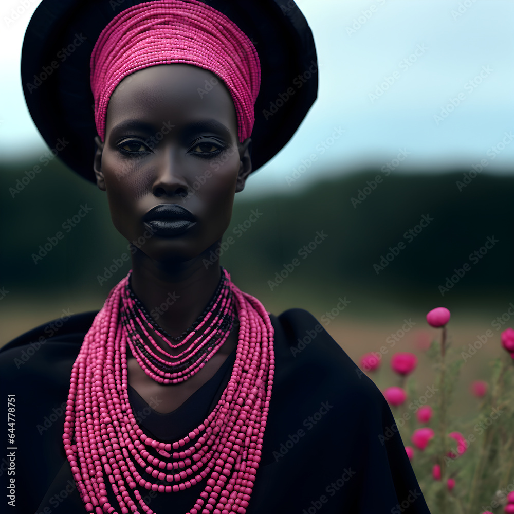 Fashion editorial Concept. Stunning black ethnicity beautiful woman ...