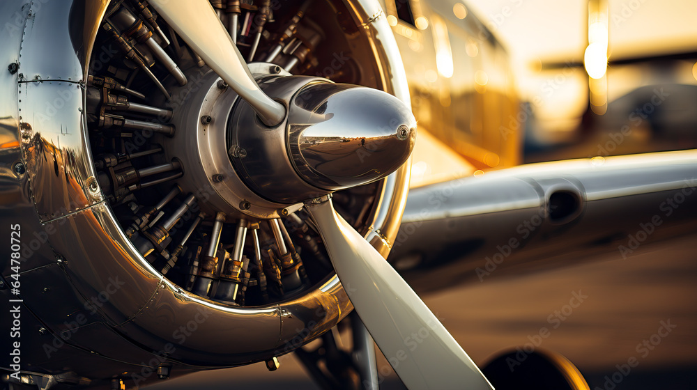 Foto de Classic single engine prop airplane. Concept of flying and ...