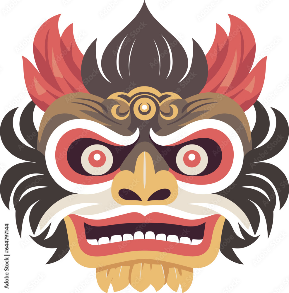 balinese barong mask vector illustration on isolated background ...