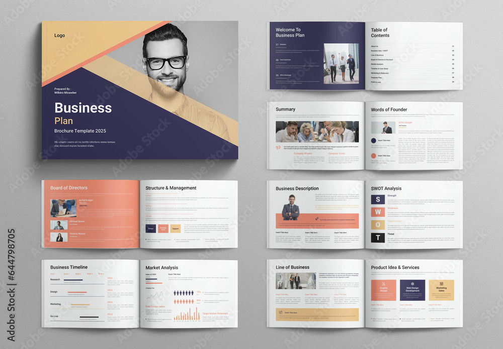 Business Plan Template Landscape Stock Template | Adobe Stock