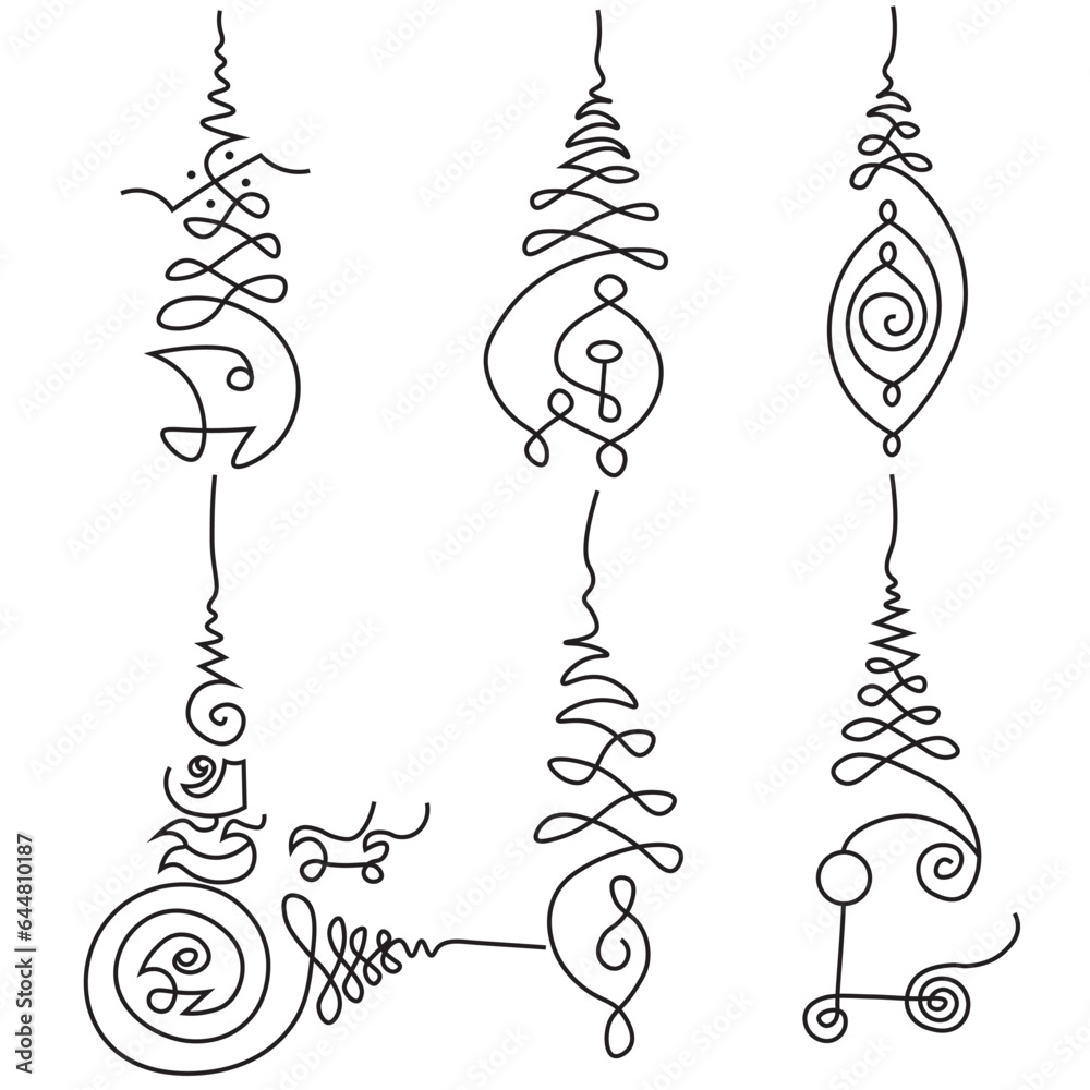 Thai ancient traditional tattoo,Sak yant thai,symbol tattoo Stock ...