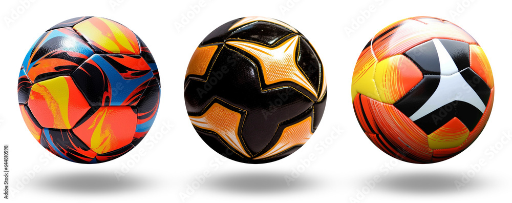 collection of realistic soccer ball elements isolated on transparent ...