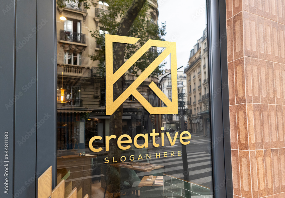 Window Signage Decal Logo Mockup Stock Template | Adobe Stock