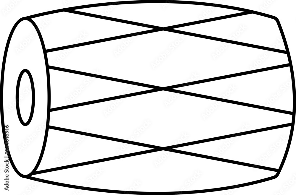 Flat Style of Dholak (dhol) Icon In Black Outline. Stock Vector | Adobe ...