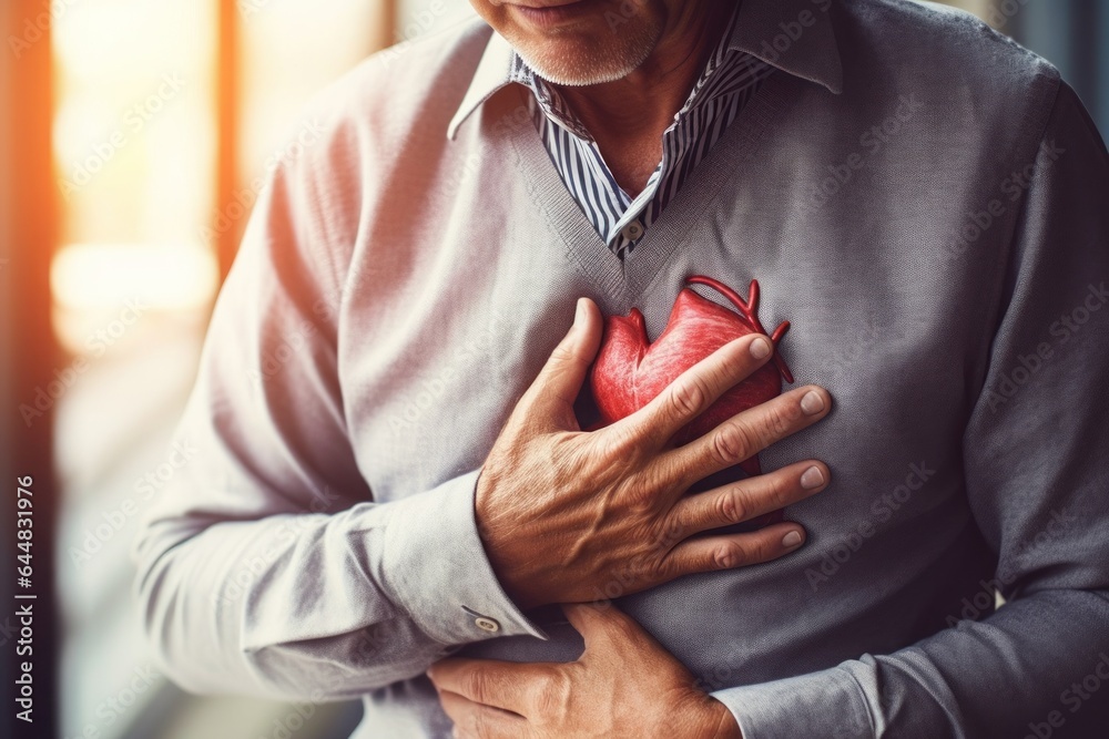 Heart Attack Alert Recognizing Chest Pain. Generative AI. Stock ...