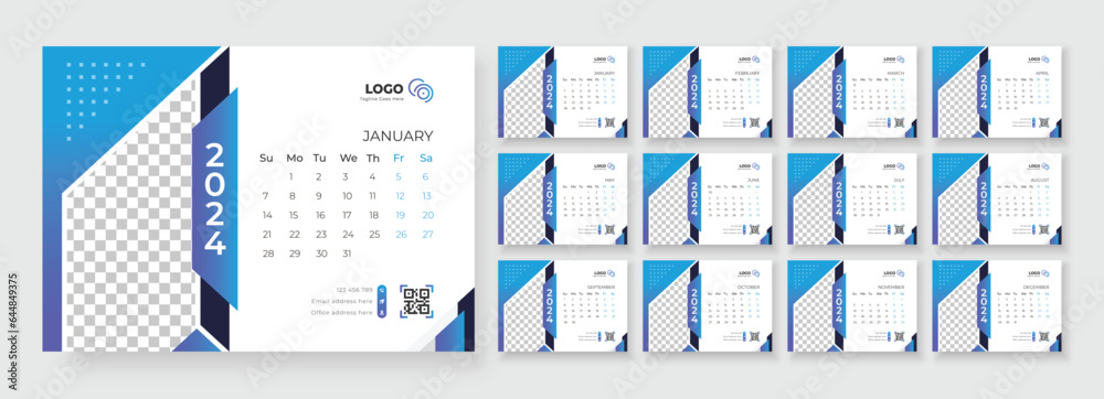 Desk Calendar Template 2024. Calendar 2024 planner corporate template ...