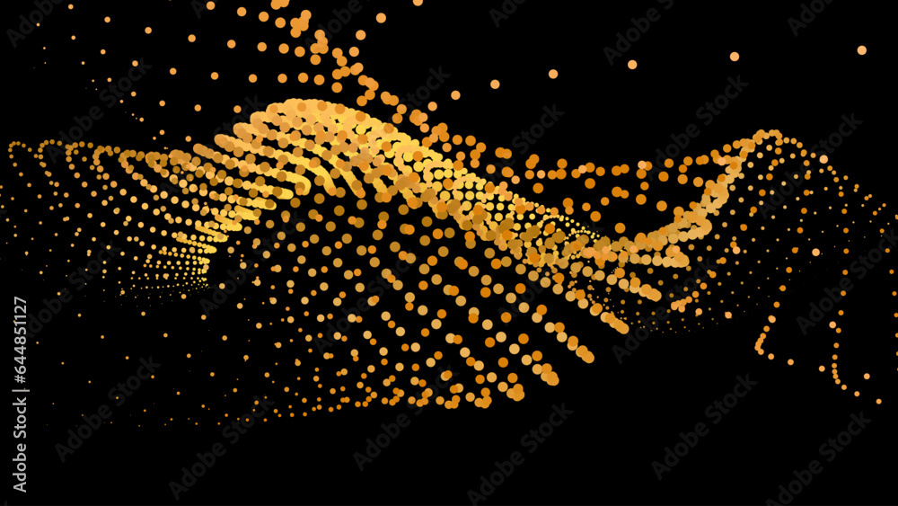 Data vibrate pulse dot particle wave. Abstract bulge hyperbola sinusoid ...