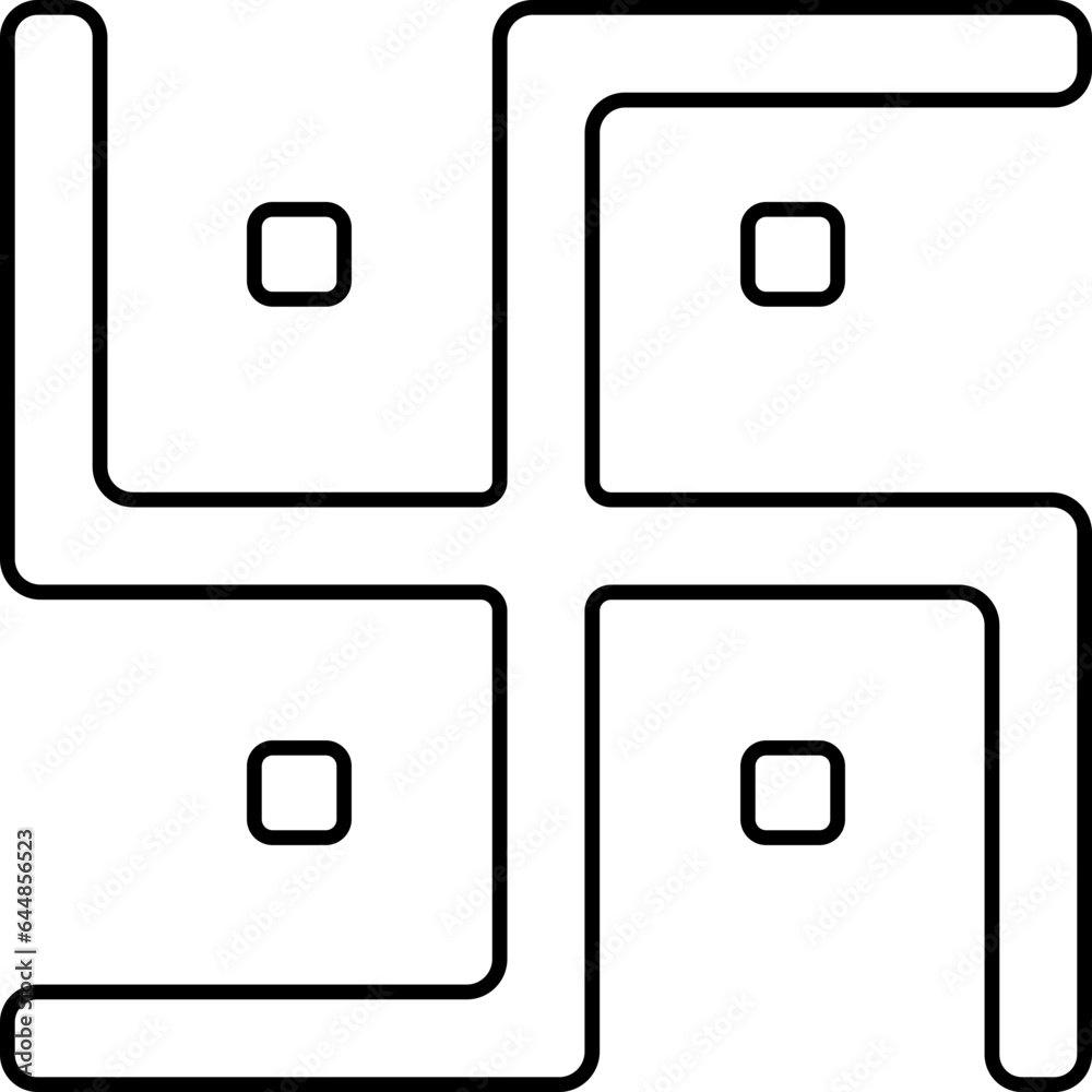 Black thin Line Art Of Swastika Symbol Or Icon. Stock Vector | Adobe Stock