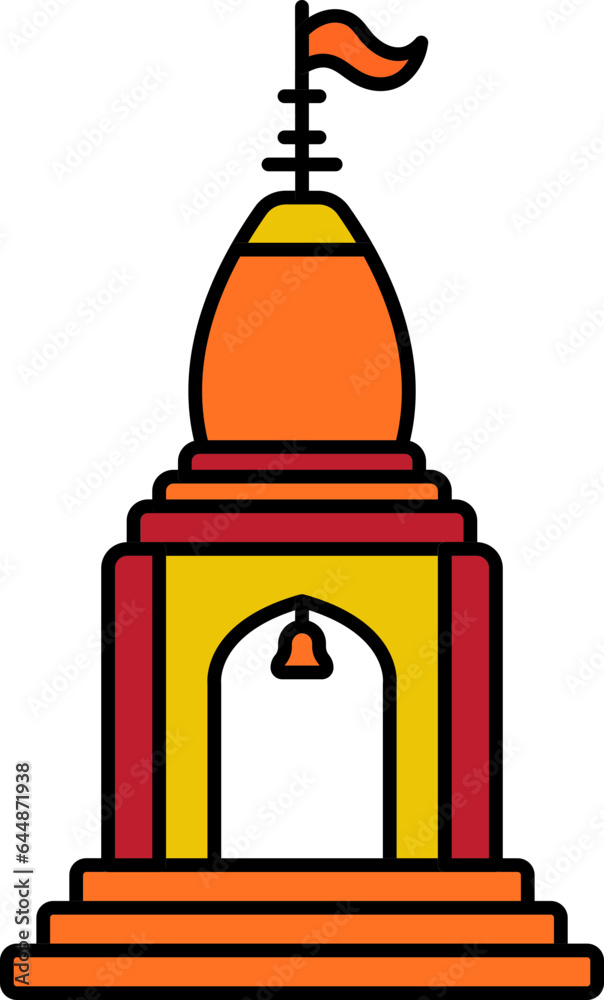 Isolated Hindu Temple Icon In Flat Style. Stock Vector | Adobe Stock