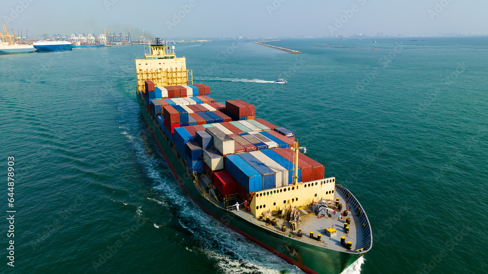 cargo logistic container ship sailing in sea to import export goods and ...